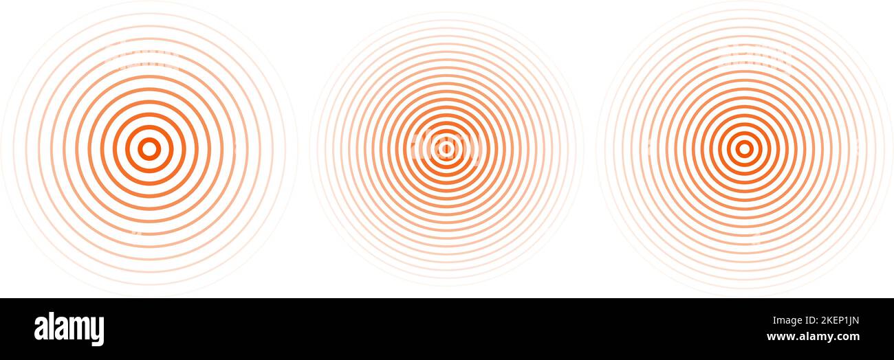 Red concentric ripple circles set. Sonar or sound wave rings collection ...