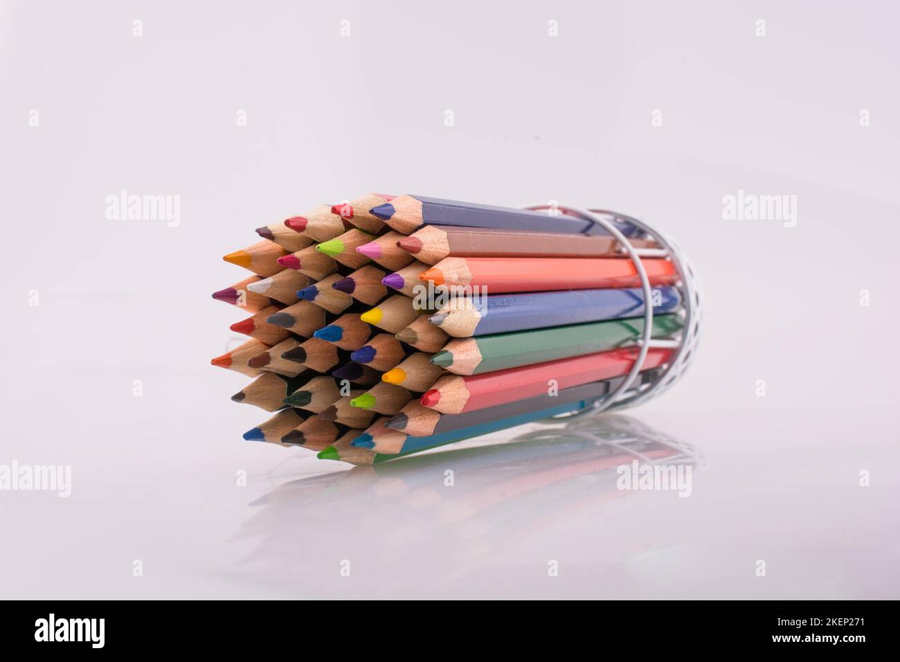 Color Pencils of various color on a white background Stock Photo - Alamy