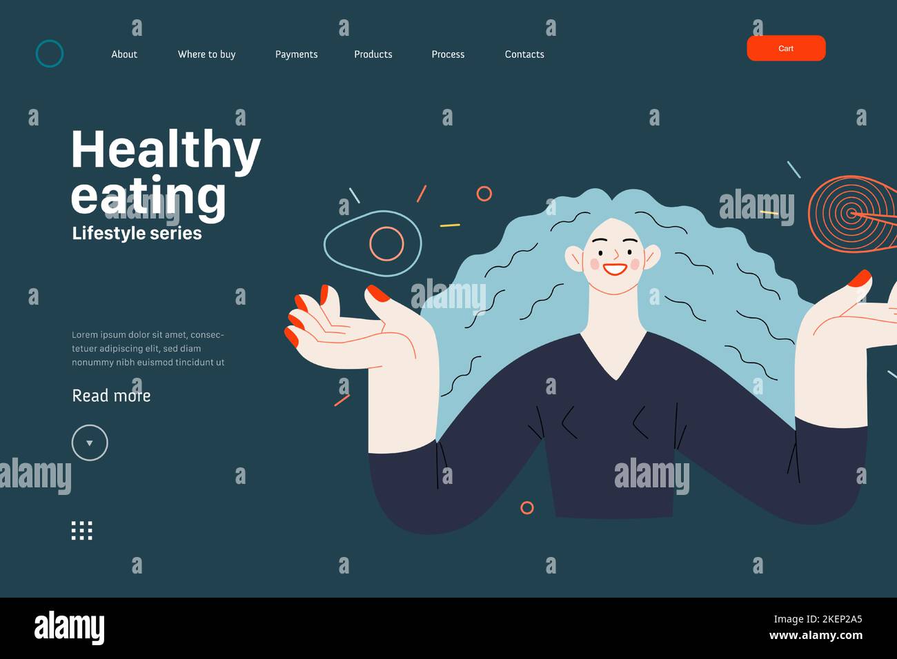 Lifestyle web template - Healthy eating - modern flat vector ...