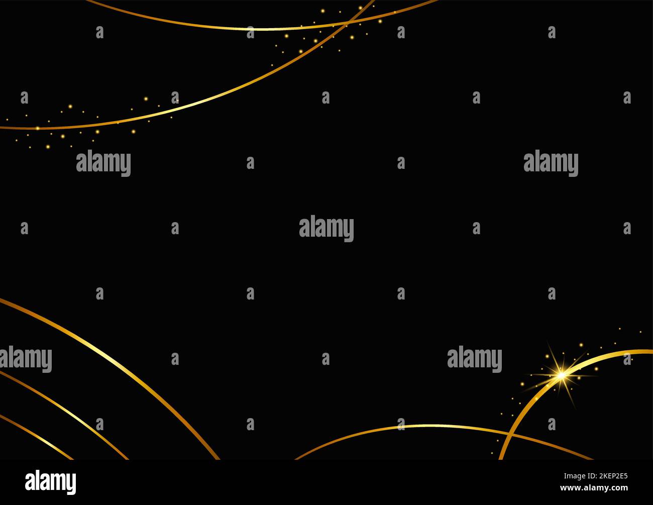 Vector black abstract background. Dark background with golden thin ...