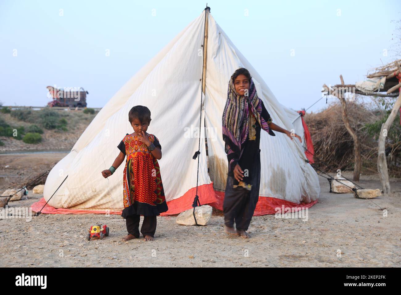 Jamshoro, Sindh, Pakistan. 8th Nov, 2022. Children are playing outside ...