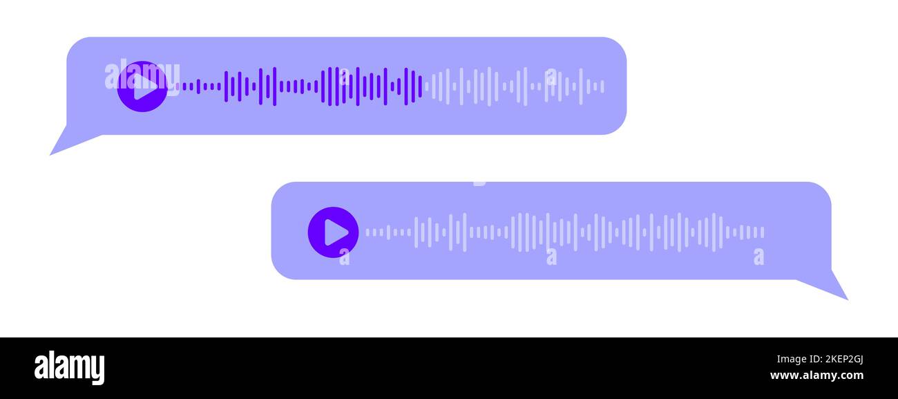 Voice messages in bubble frames. Audio chat elements with playing ...