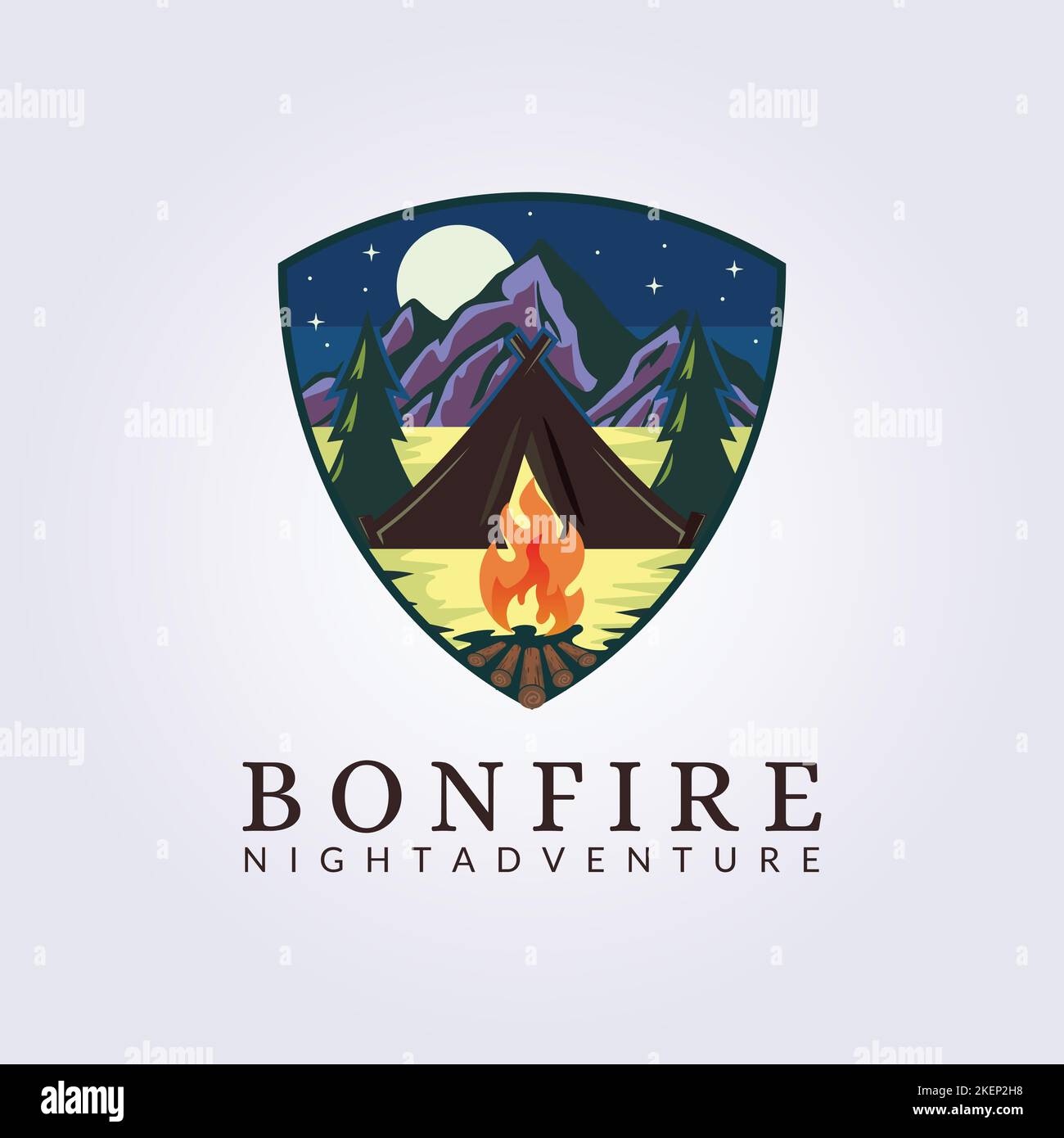 A night adventure camp bonfire logo on white background Stock Vector ...