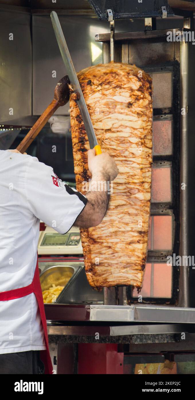 Traditional Turkish Doner Kebab on pole Stock Photo - Alamy