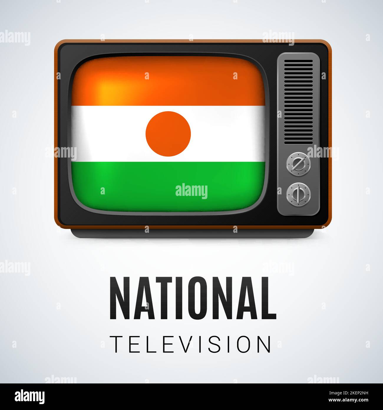 Vintage TV and Flag of Niger as Symbol National Television. Button with ...