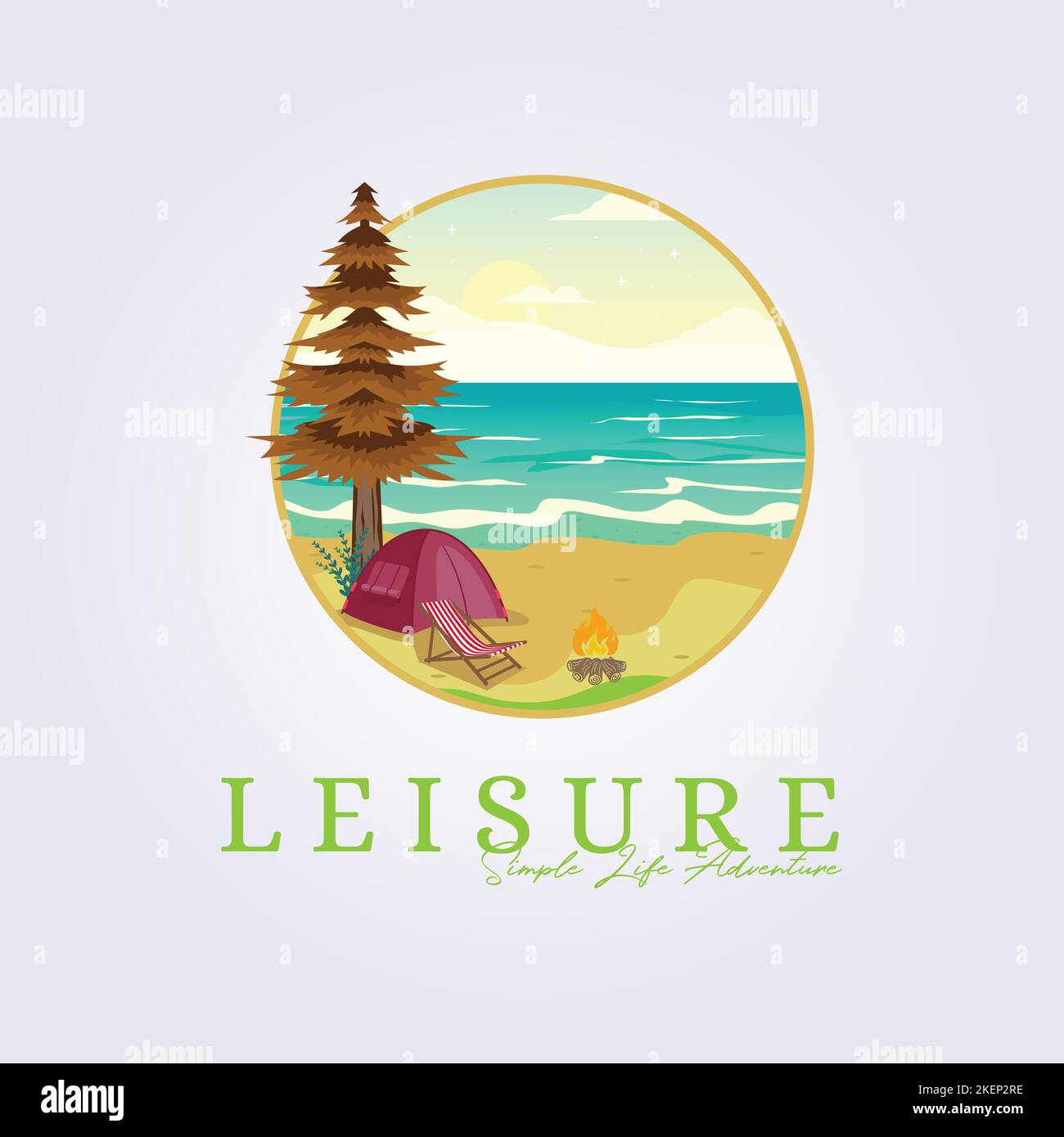 A leisure beach island camp logo on white background Stock Vector Image ...