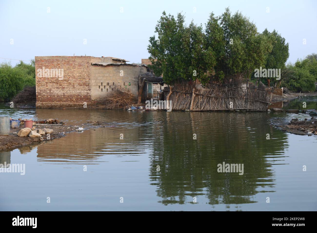 Jamshoro, Sindh, Pakistan. 8th Nov, 2022. A view of flooded water ...