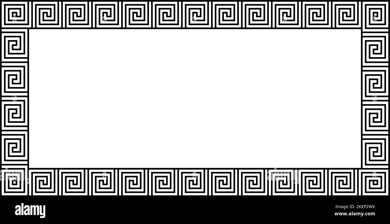 Greek ornament frame. Meander rectangle pattern. Ancient Greek fret border. Geometric meandros ...