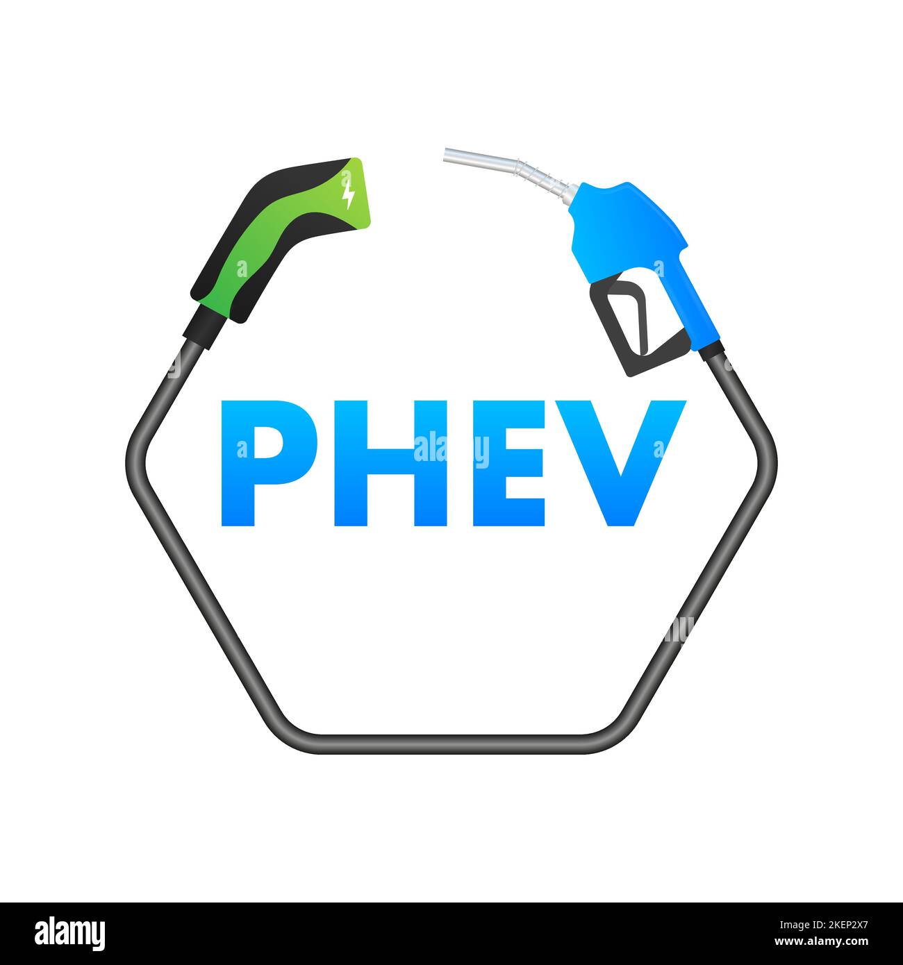 PHEV icon. Plug-in hybrid electric vehicle. Electric energy and fuel ...