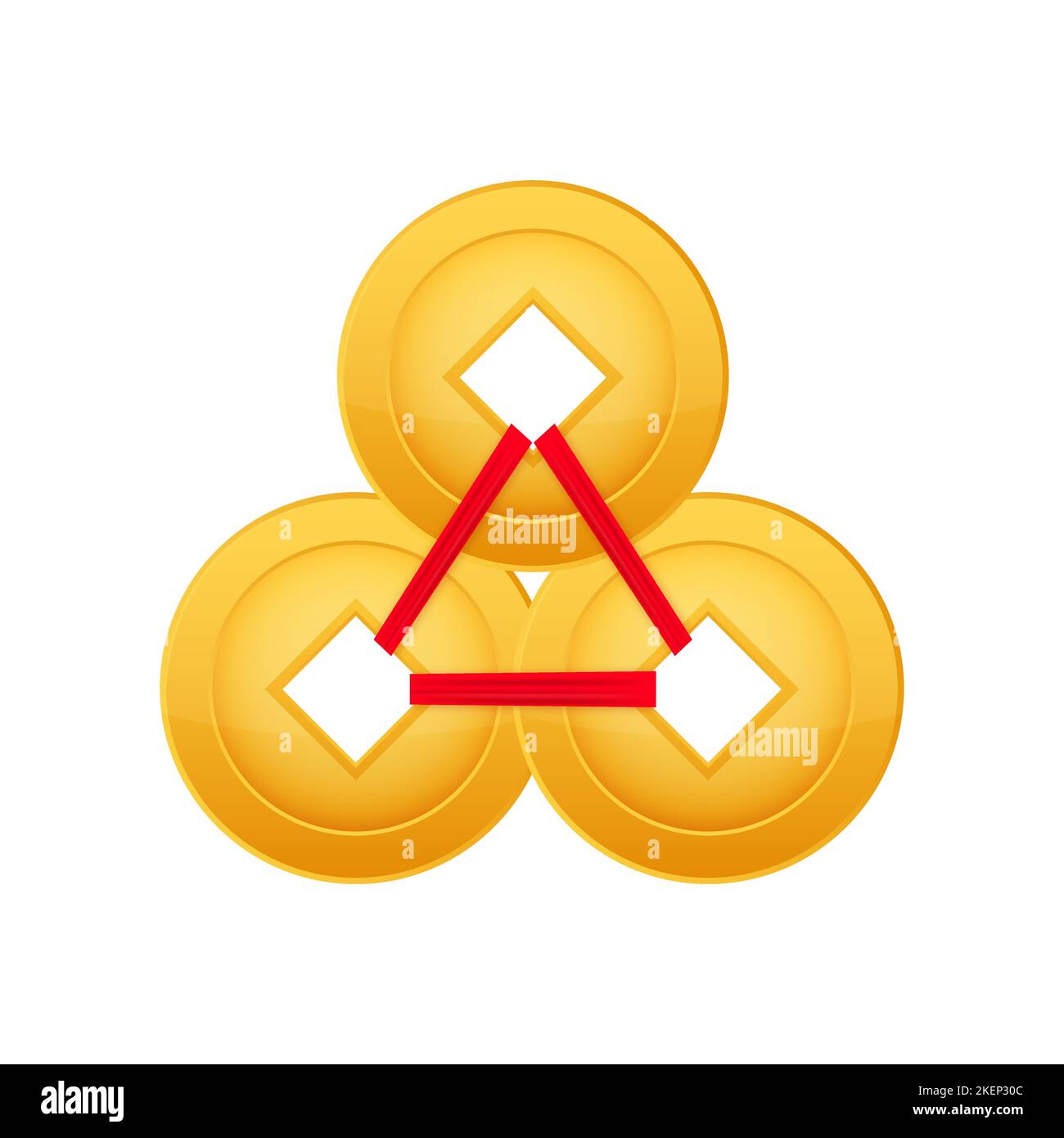Feng shui chinese coin. China gold money. Vector stock illustration ...