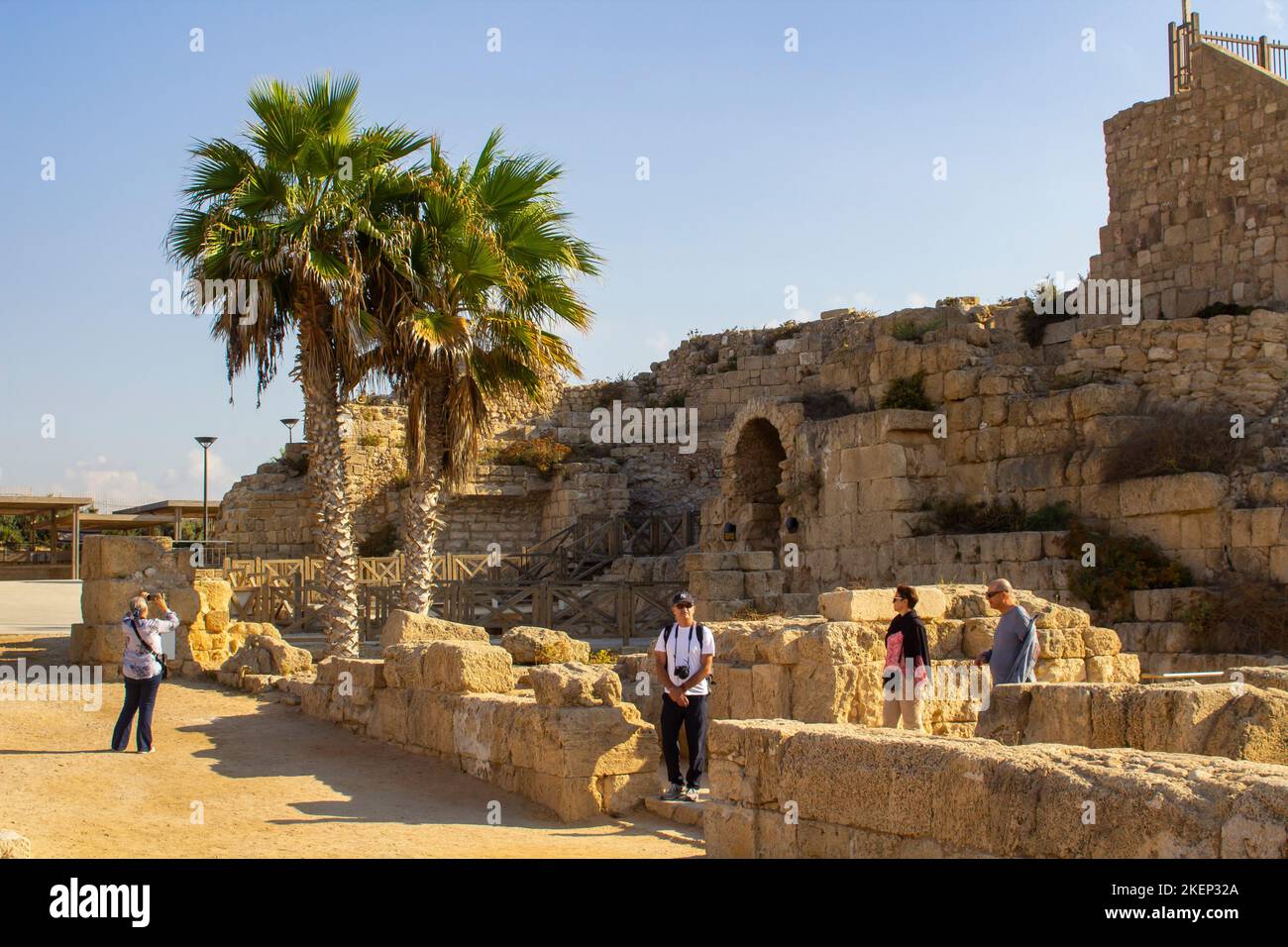 November 2022, Tourists at the ancient Roman amphitheater that forms ...