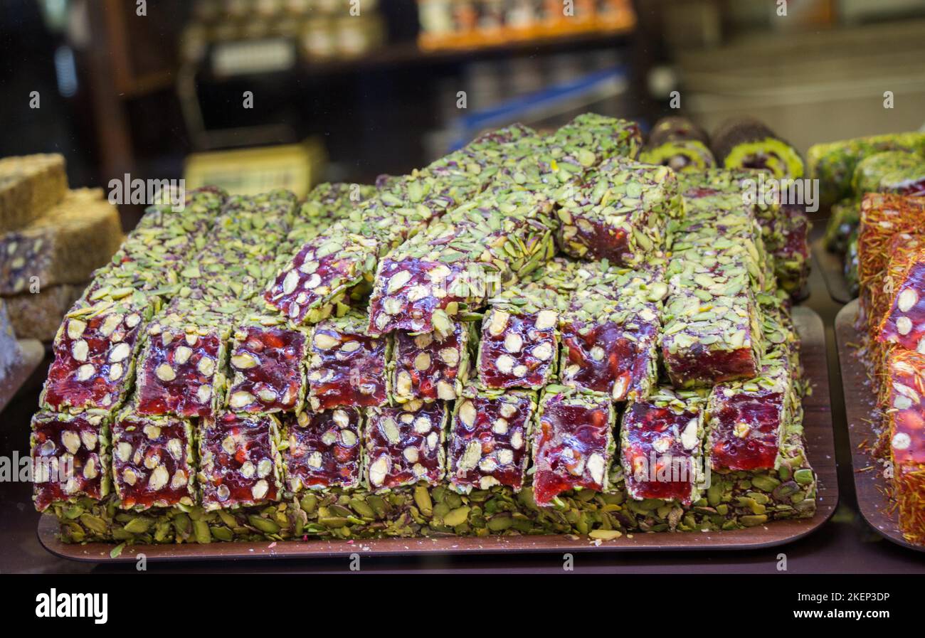 Load of traditional turkish delight rahat lokum Stock Photo - Alamy