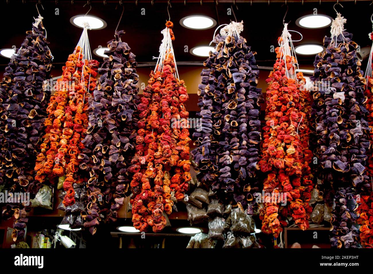 Bundles of red vegetables dry in the sun Stock Photo - Alamy