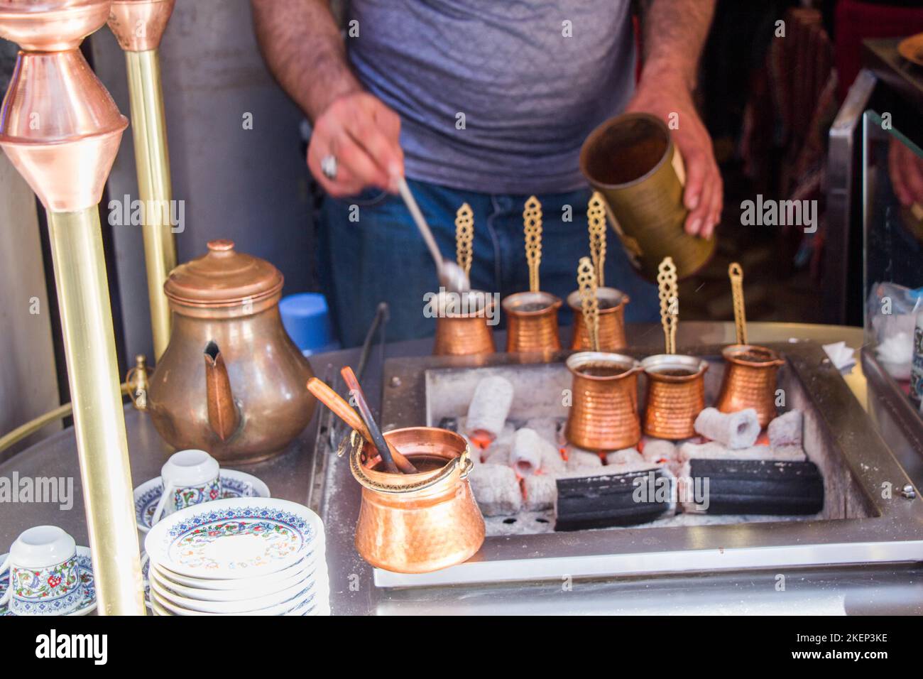 Turkish coffee pots made in a traditional style Stock Photo - Alamy