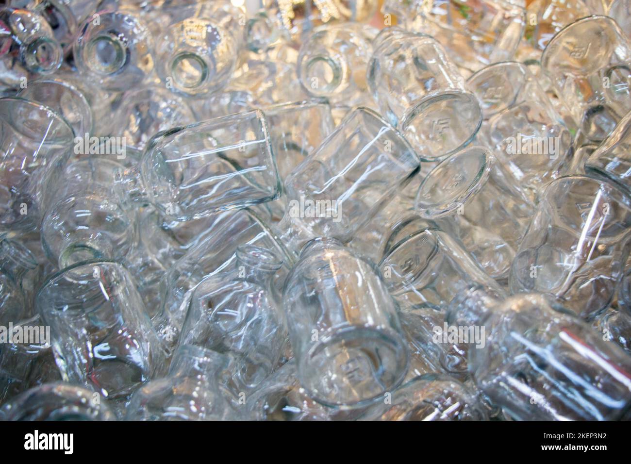 Set of Empty small transparent bottles Stock Photo - Alamy