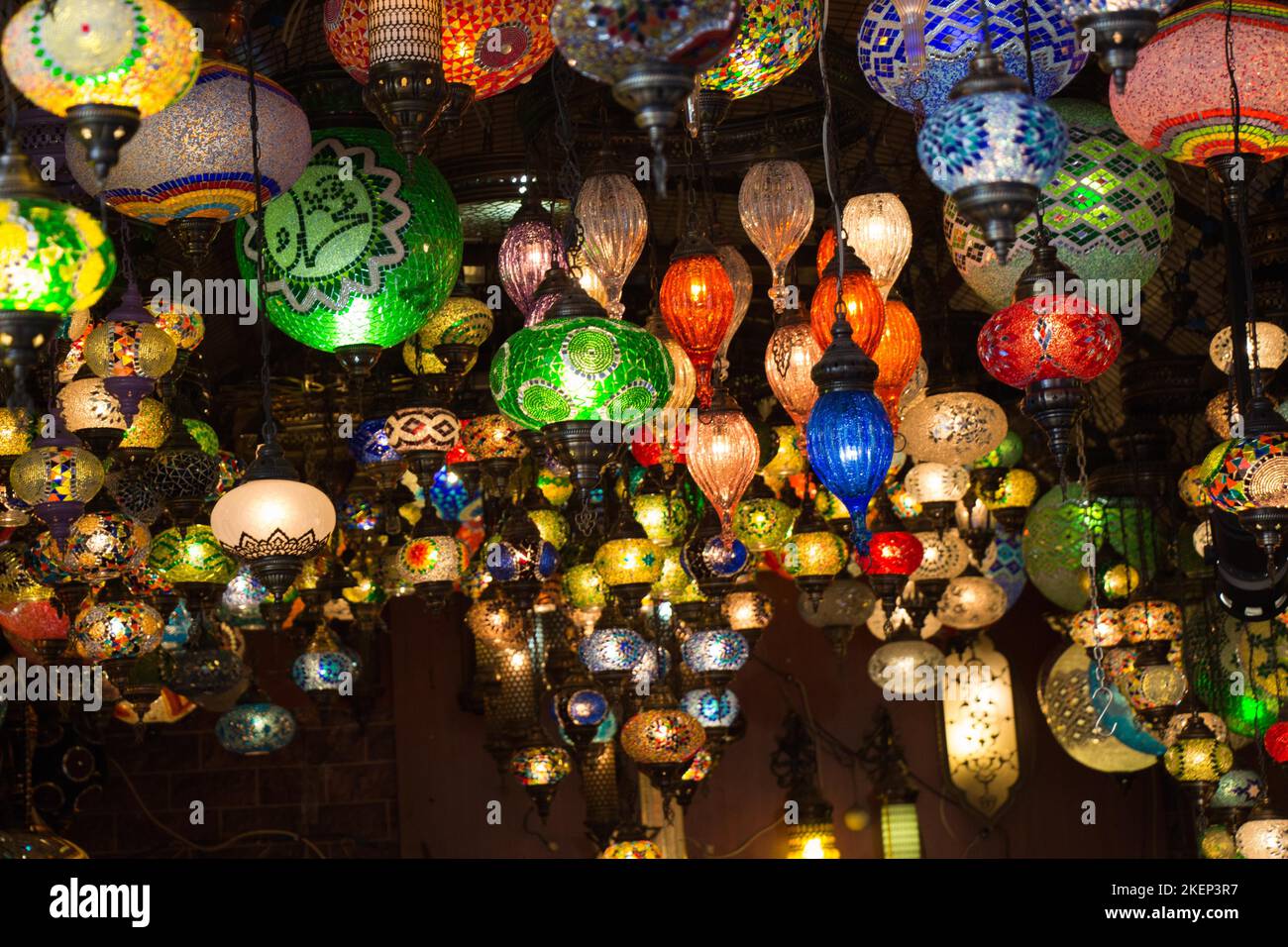 Mosaic Ottoman lamps from Grand Bazaar in Istanbul Stock Photo - Alamy