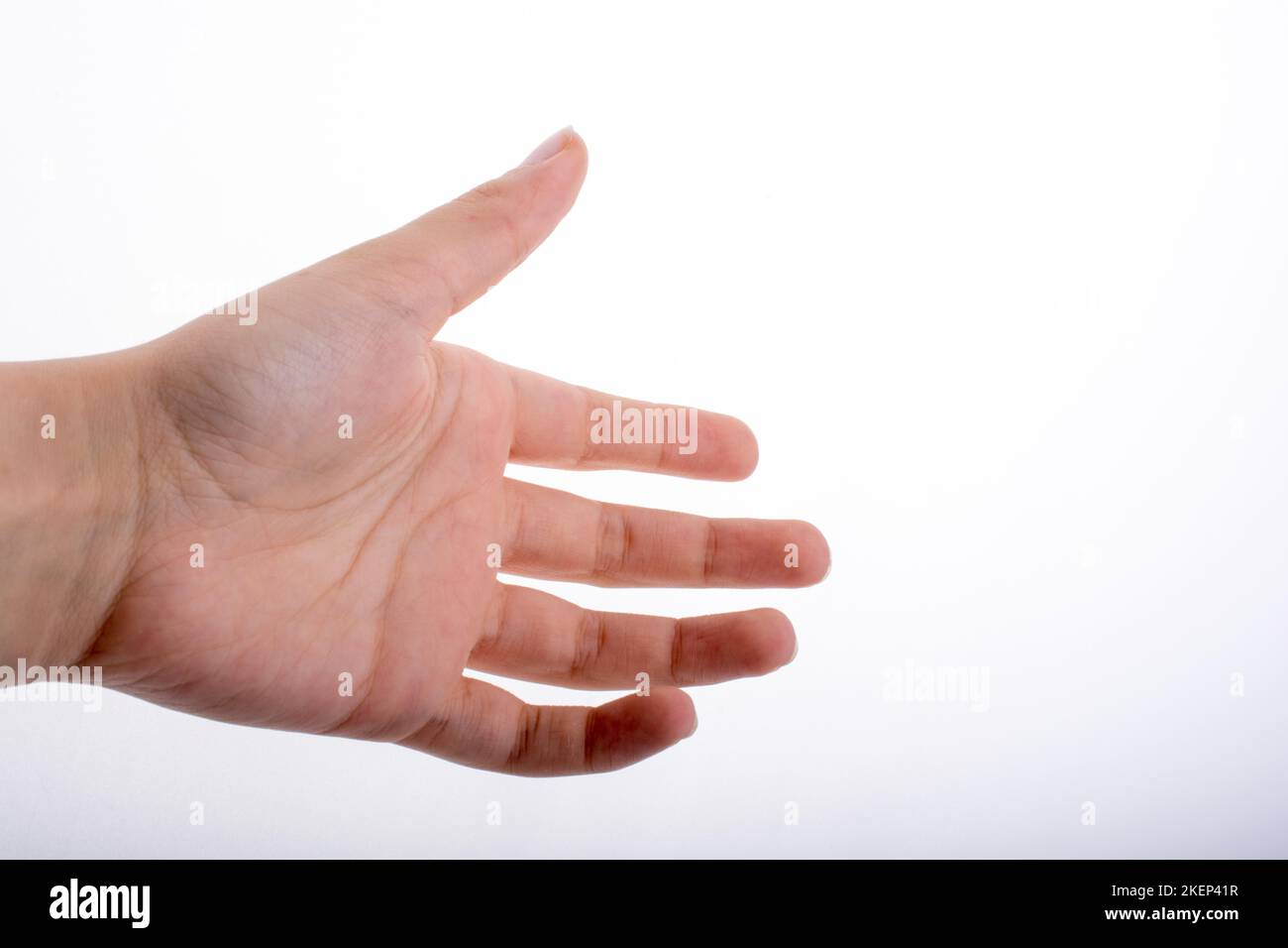 Hand open for a gesture isolated on white background Stock Photo - Alamy