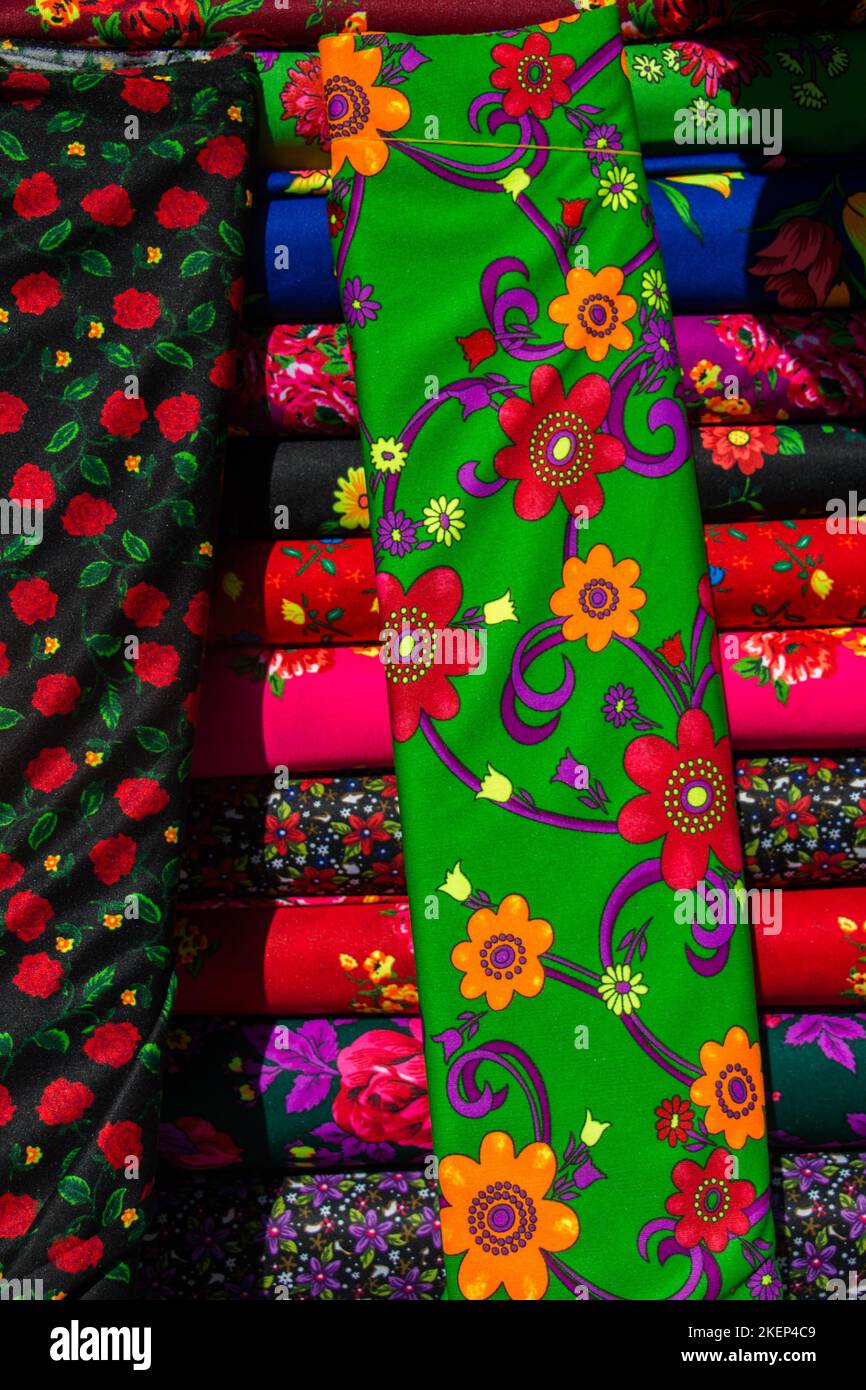 Examples of colorful fabric of various color and type Stock Photo - Alamy
