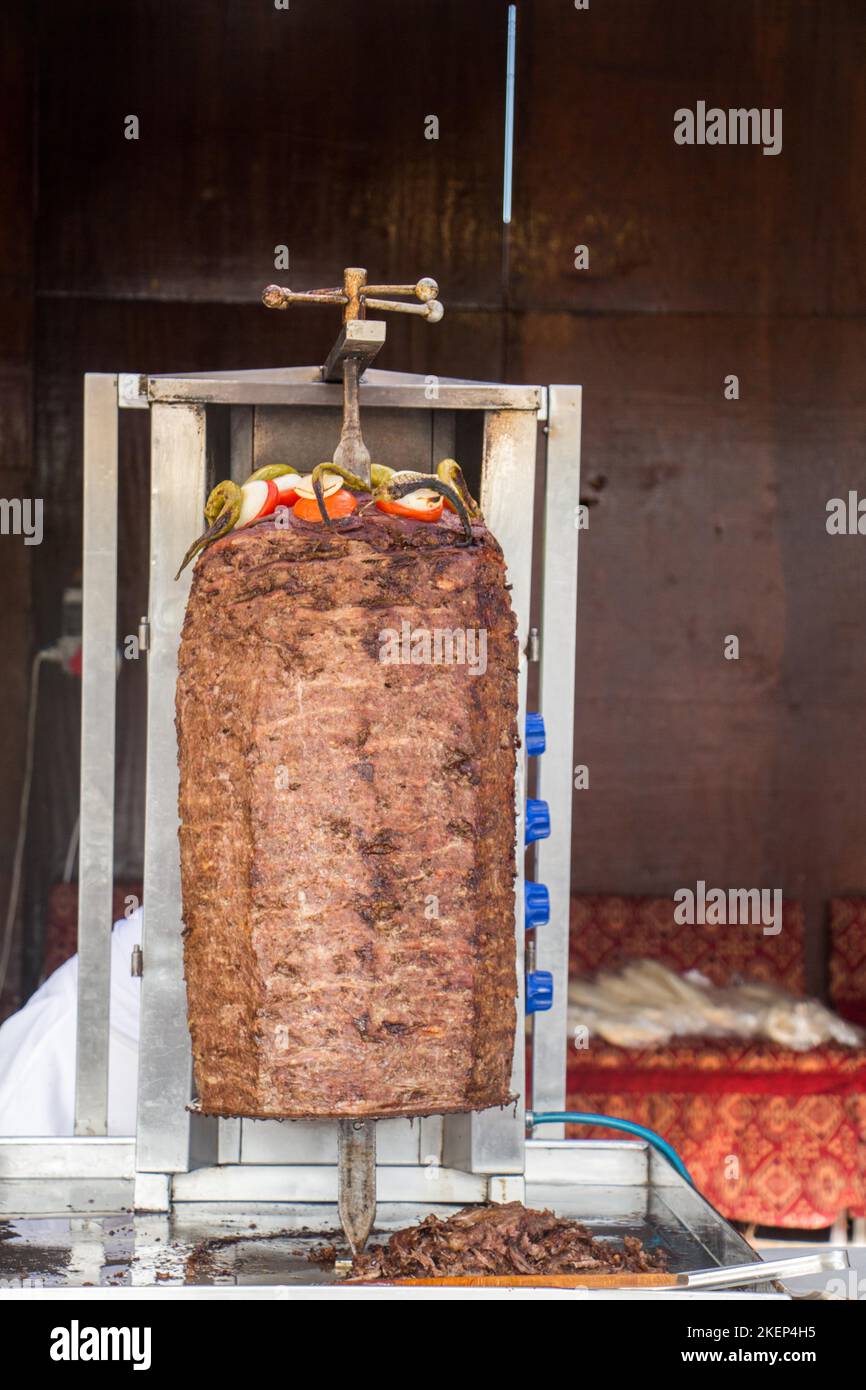 Traditional Turkish Doner Kebab on pole Stock Photo - Alamy