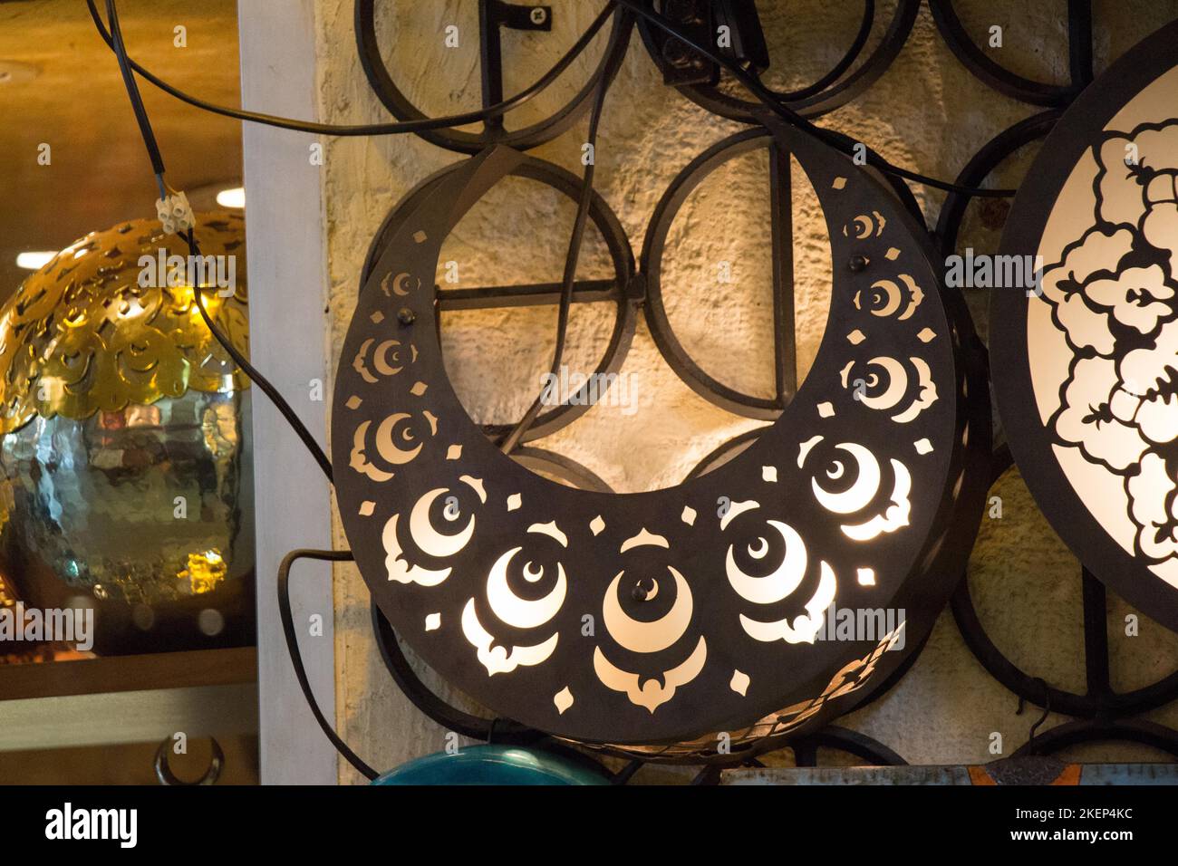 Metal islamic crescent moon icon Stock Photo - Alamy