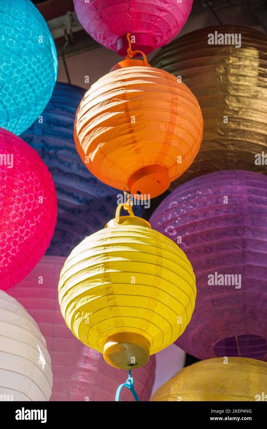 Colorful paper lantern outdoor in the marketplace Stock Photo - Alamy