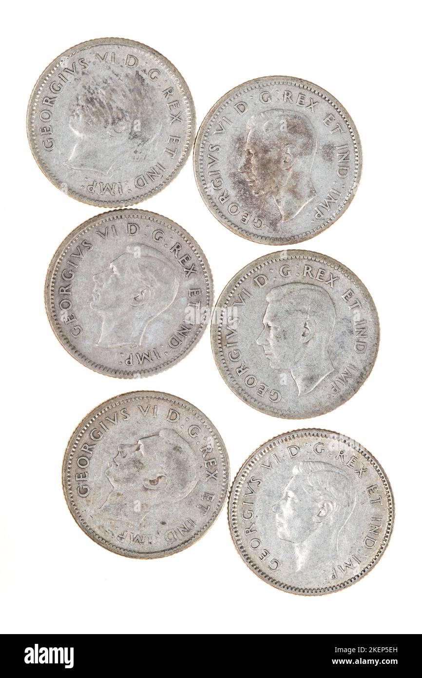 Silver Dimes From Canada dating from the 1940s Stock Photo - Alamy
