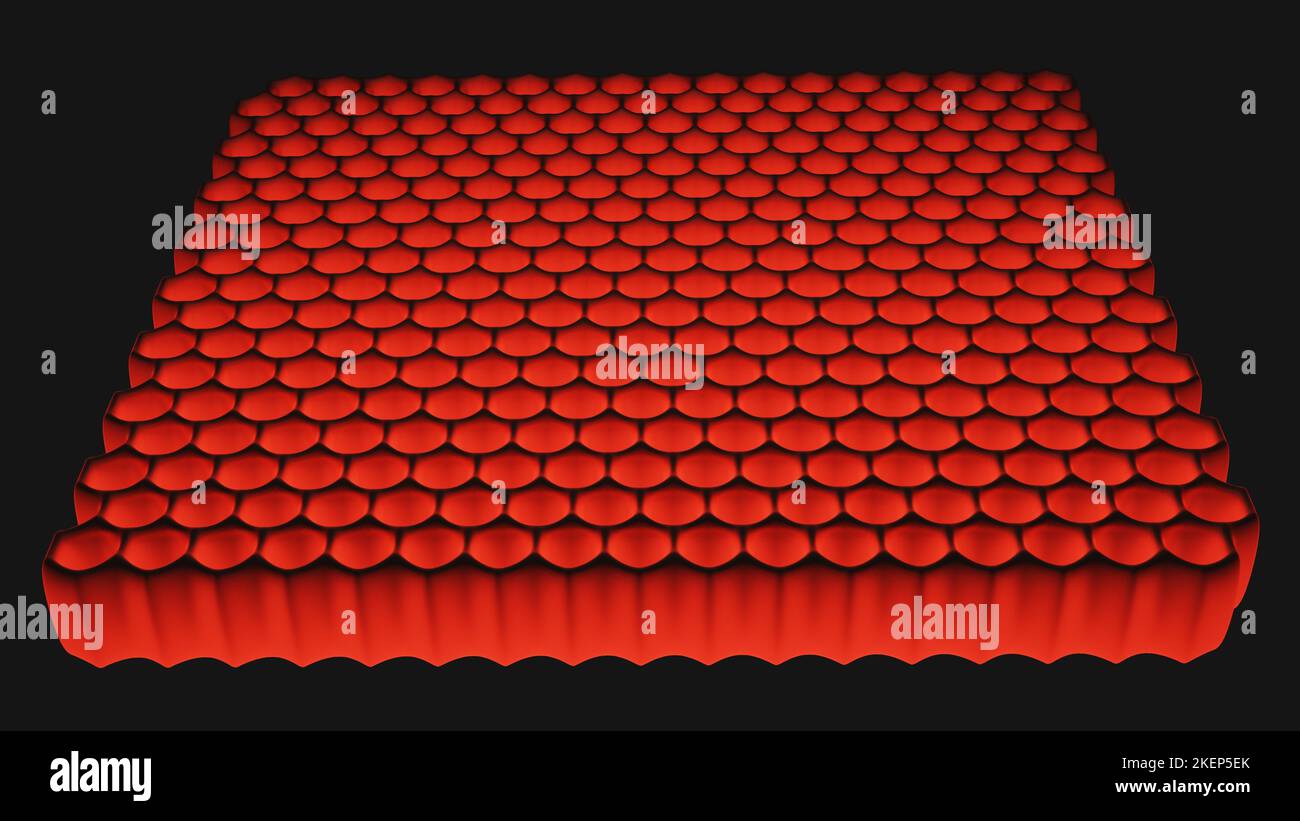 Hexagon array. Nanoporous material. Glowing hot object with many ... Hexagon array. Nanoporous material. Glowing hot object with many ...