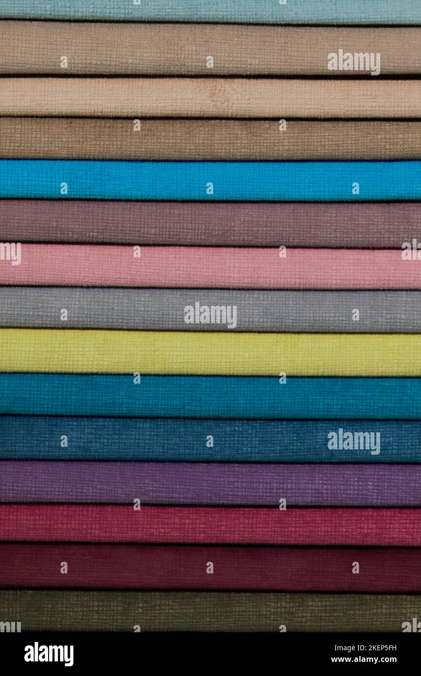 Examples of colorful fabric of various color and type Stock Photo - Alamy