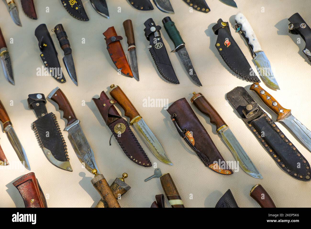 Traditional hand made knives with their cases Stock Photo - Alamy