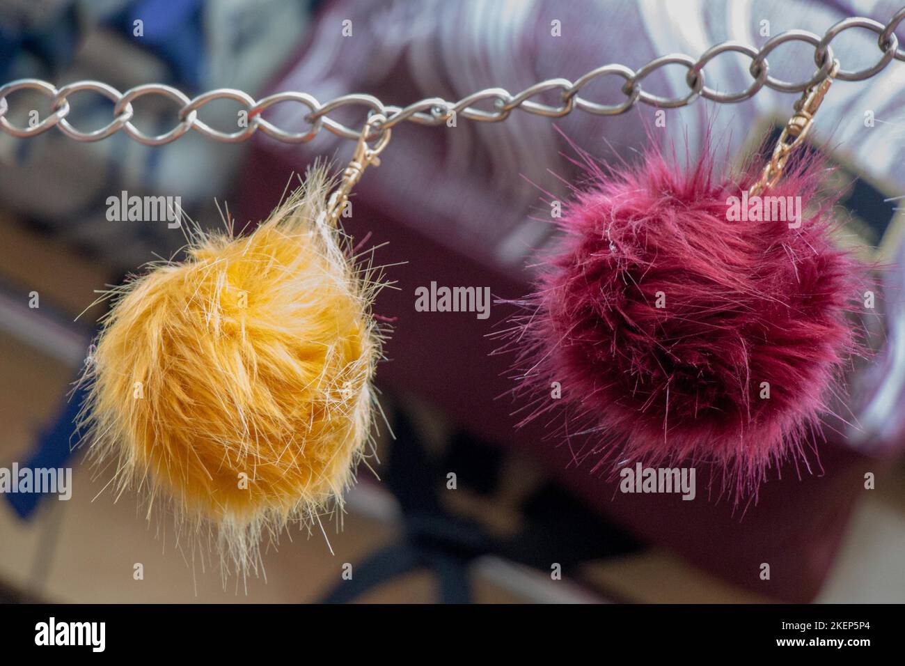 Set of the colorful pompoms in the bazaar Stock Photo - Alamy