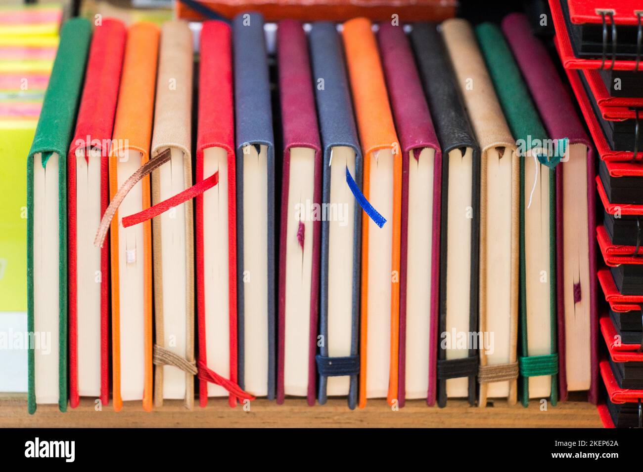 Set of color note books in the view Stock Photo - Alamy