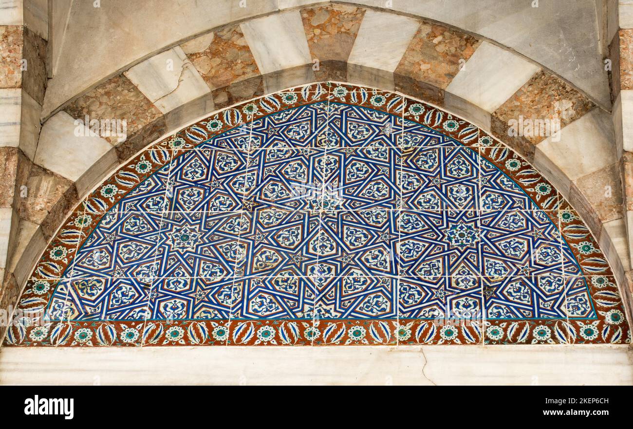 Ottoman ancient Handmade Turkish Tiles with floral patterns Stock Photo ...