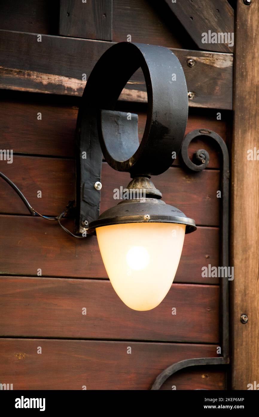 Old electric street lamps made of metal in retro style Stock Photo - Alamy