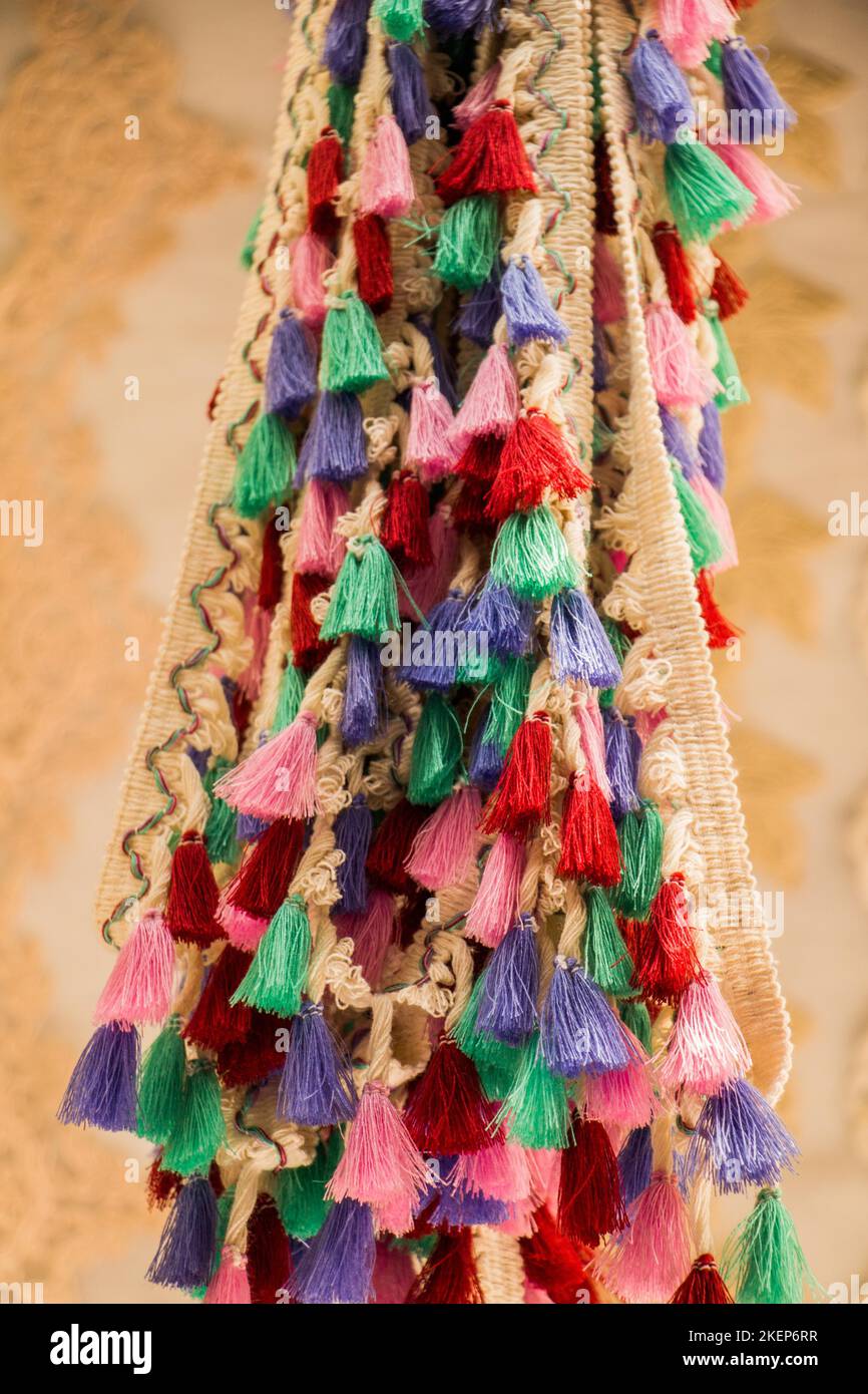 Selection of Ottoman Turkish traditional tassels in various colors ...