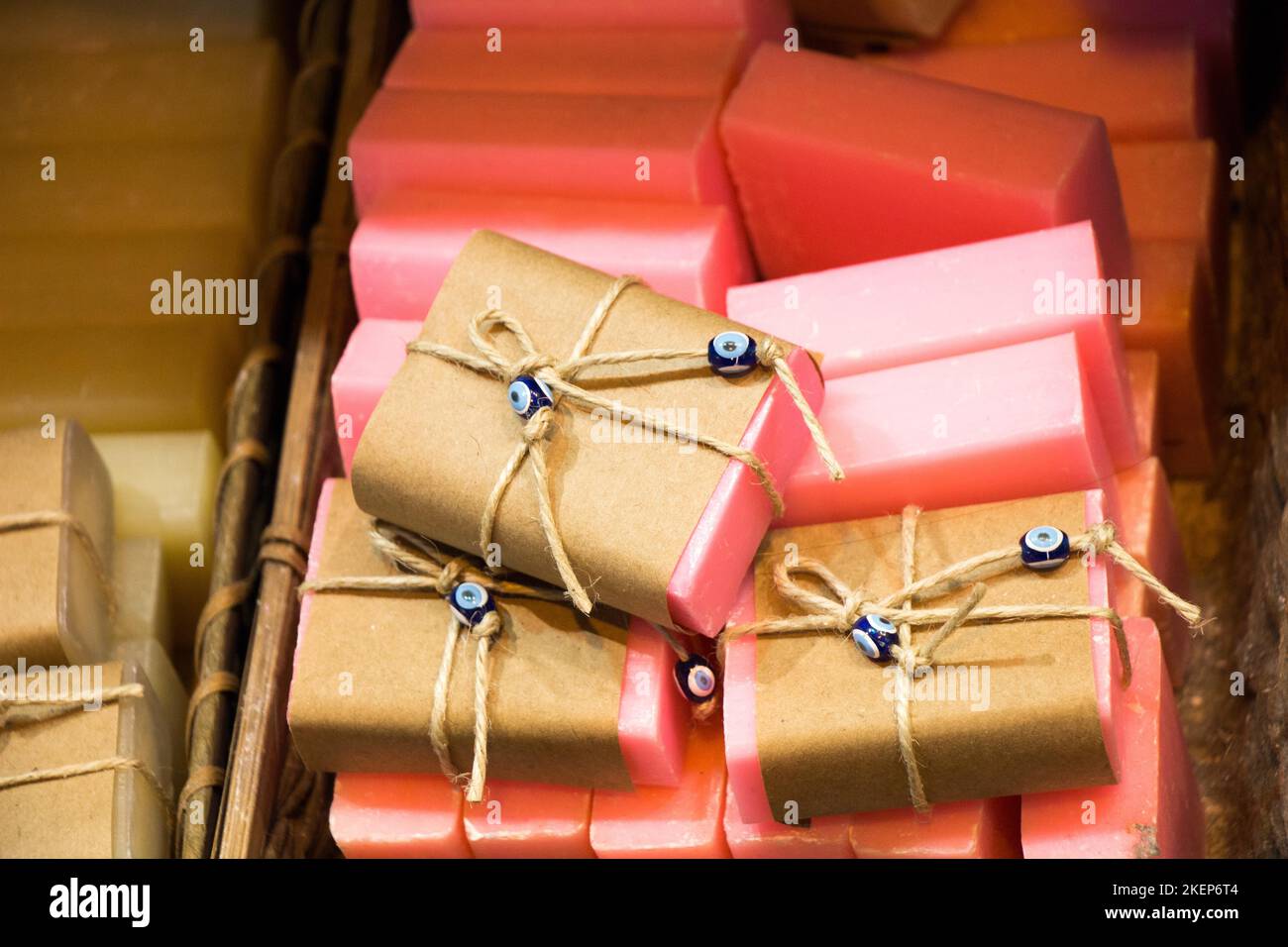 Collection of bars of fragrant hand made organic soap Stock Photo - Alamy