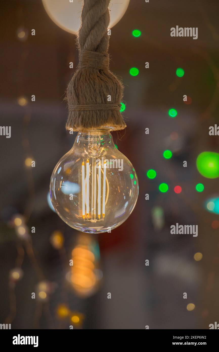 Decorative antique edison style filament light bulbs hanging Stock ...