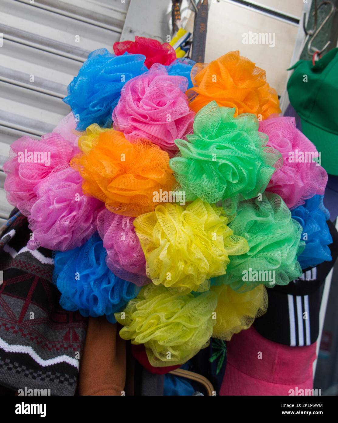Set of the colorful pompoms in the bazaar Stock Photo - Alamy