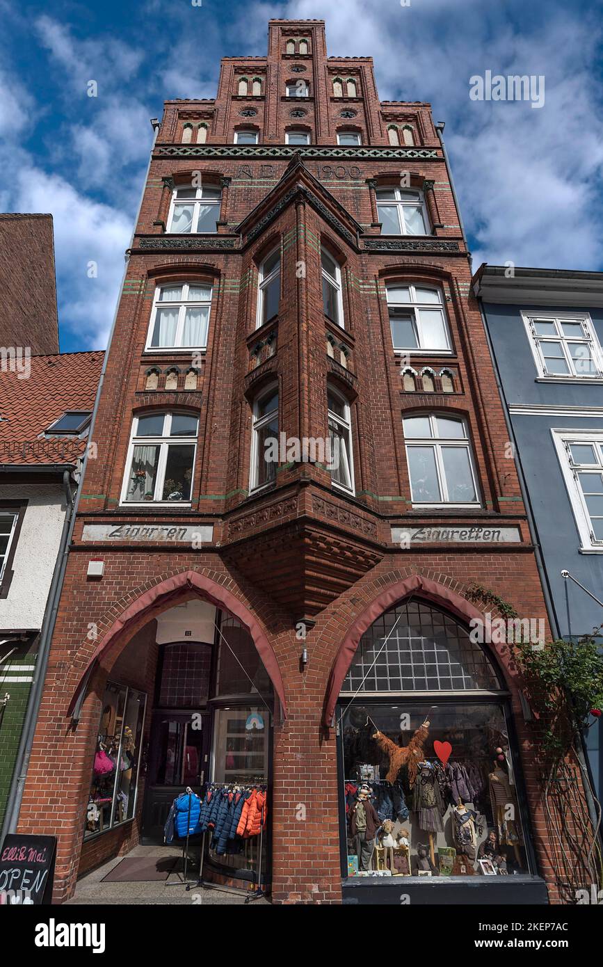 Brick residential and commercial building built 1900, Lueneburg, Lower ...