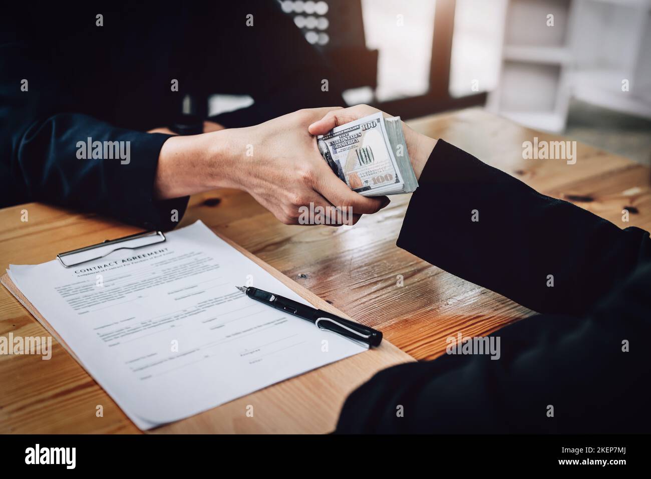 Corrupt concept, corrupt private entrepreneurs are handing over money ...