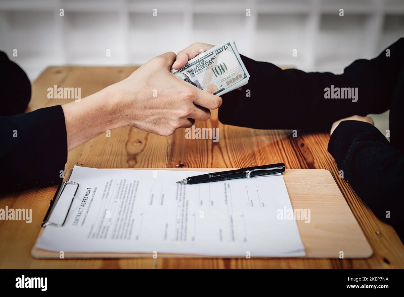 Corrupt concept, corrupt private entrepreneurs are handing over money ...