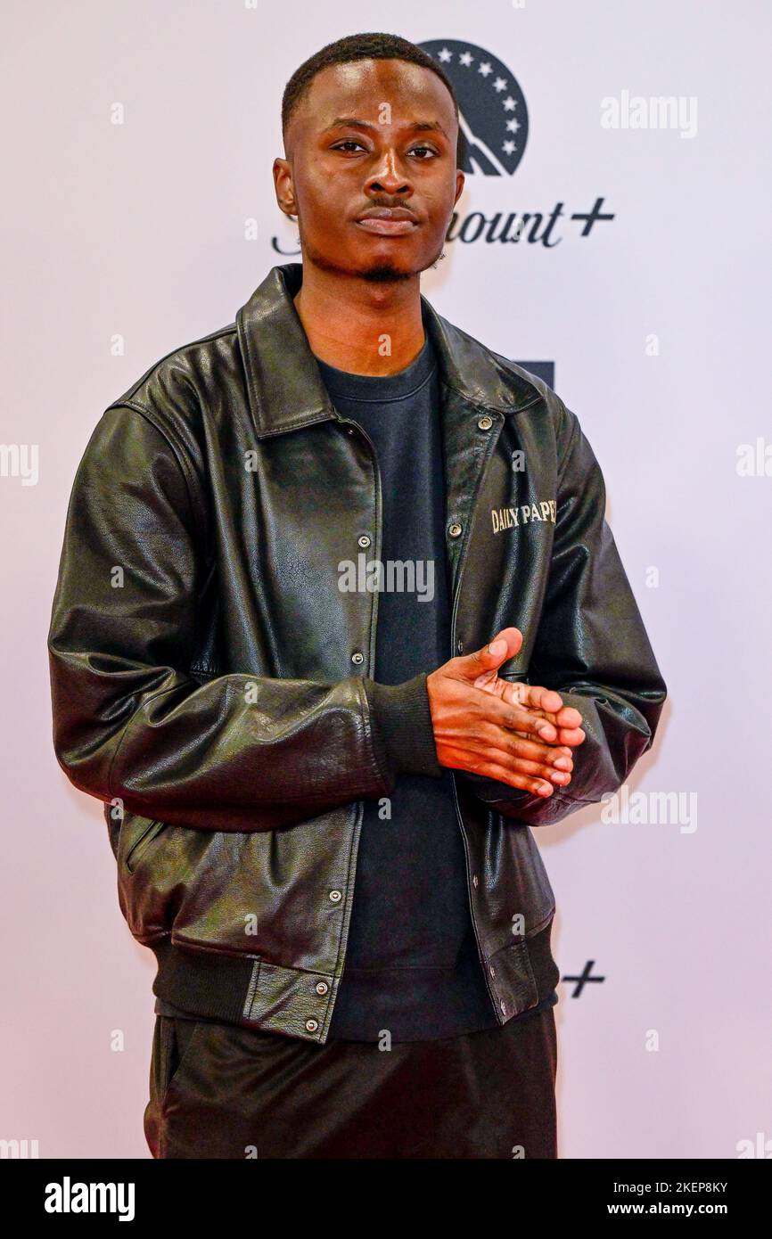 Eman Kellam attending the 2022 MTV EMAs at the PSD Bank Dome in ...