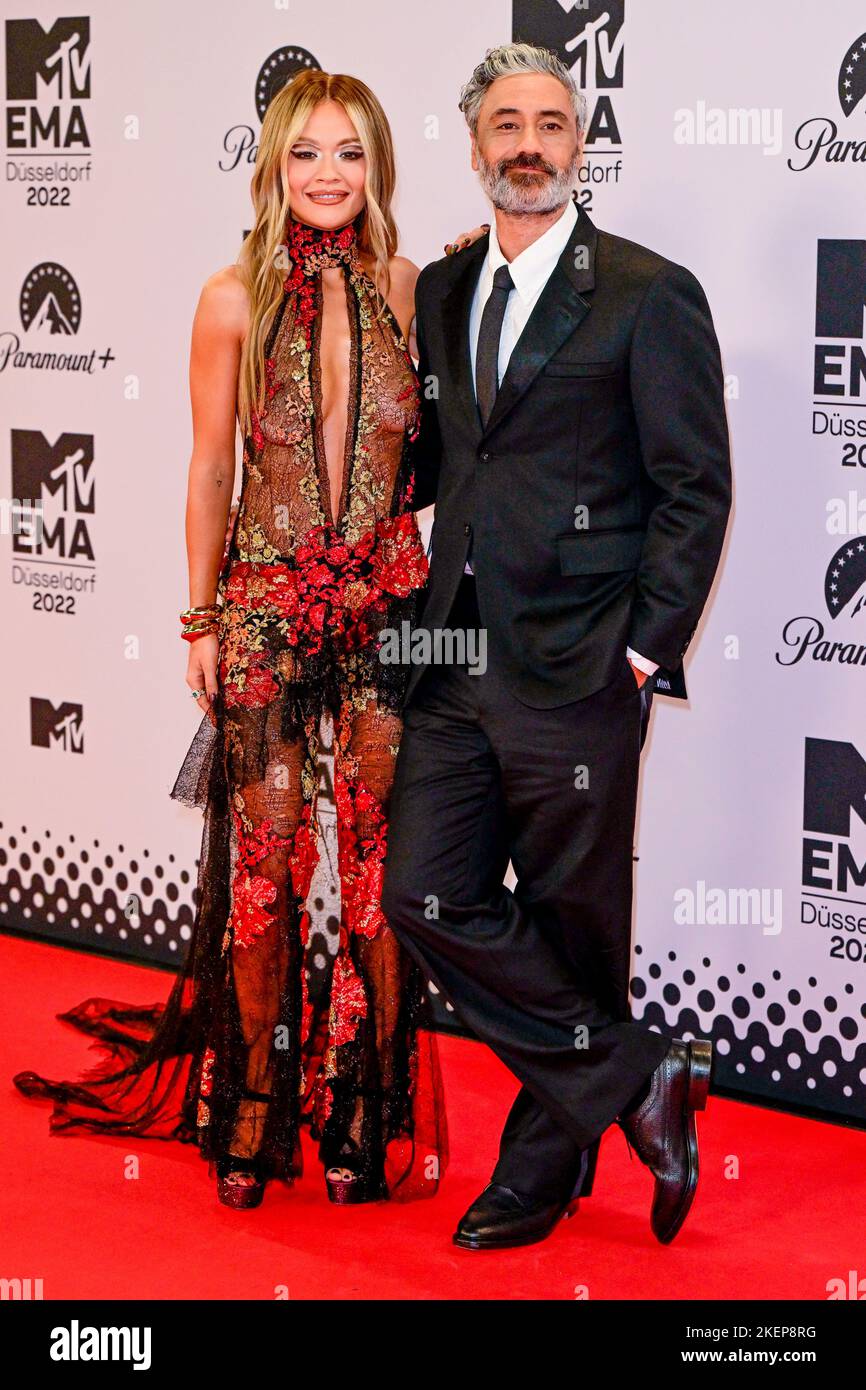 Rita Ora and Taika Waititi attending the 2022 MTV EMAs at the PSD Bank ...