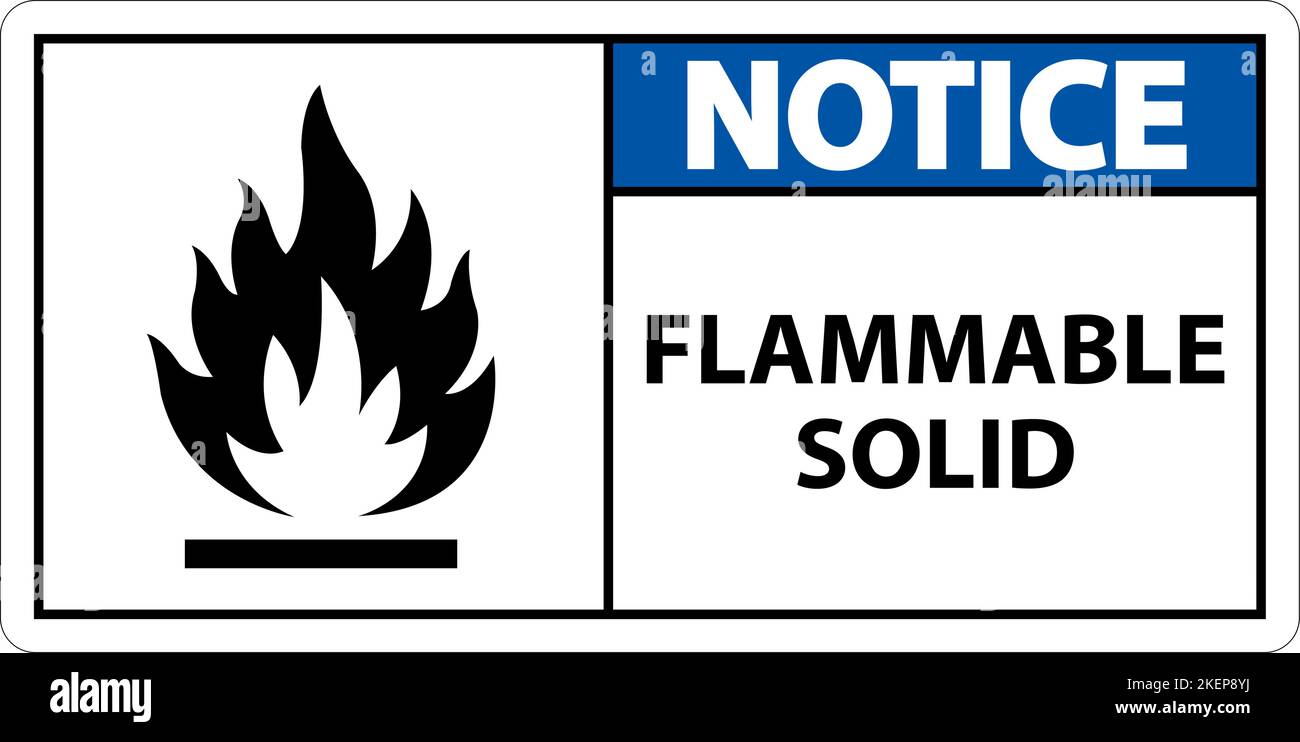 Notice Hazardous Signs Flammable Solid On White Background Stock Vector ...