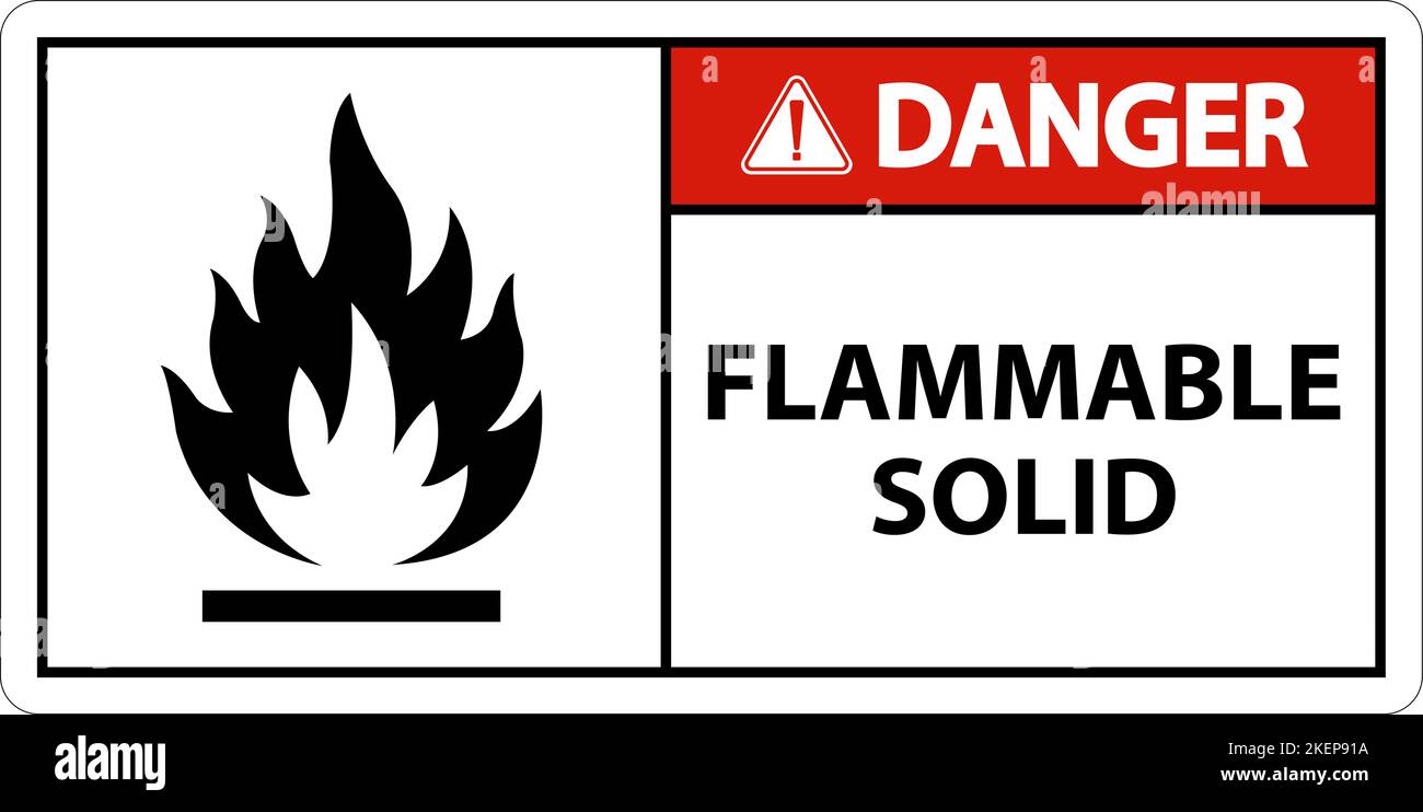 Danger Hazardous Signs Flammable Solid On White Background Stock Vector ...
