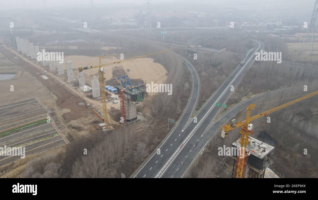 Aerial photo shows the continuous beam of Mantang Super Large Bridge in ...