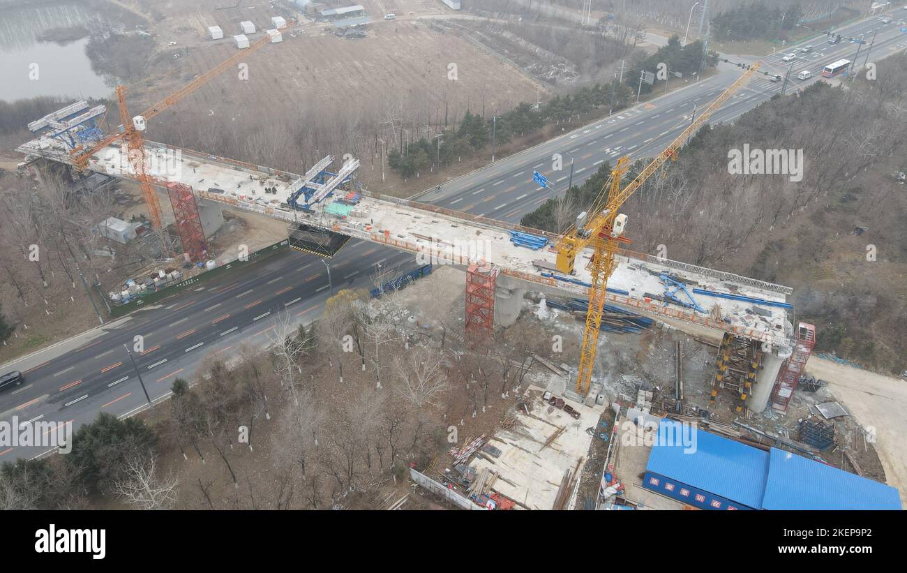 Aerial photo shows the continuous beam of Mantang Super Large Bridge in ...