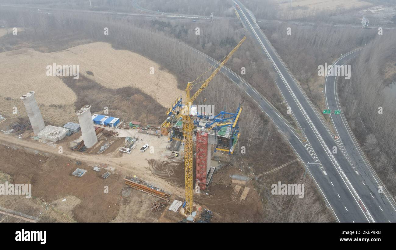 Aerial photo shows the continuous beam of Mantang Super Large Bridge in ...