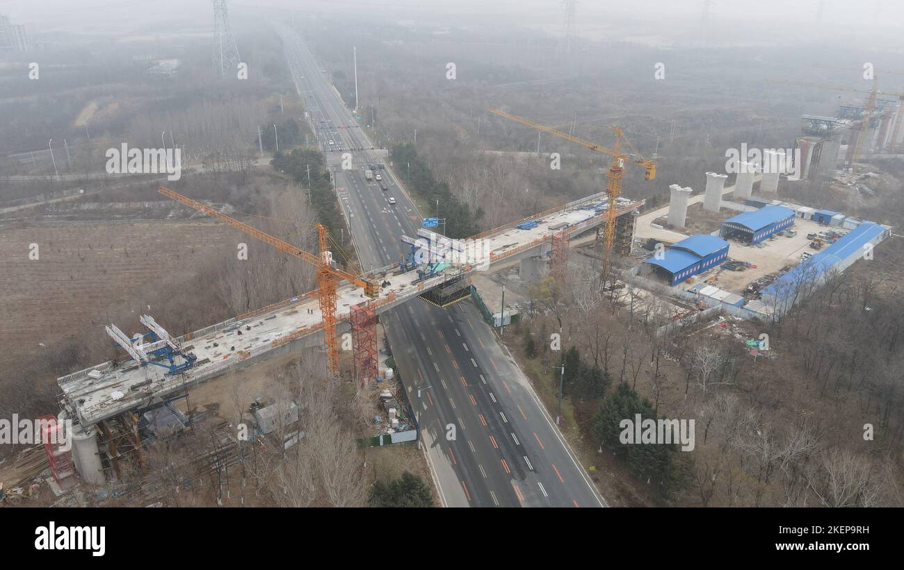 Aerial photo shows the continuous beam of Mantang Super Large Bridge in ...