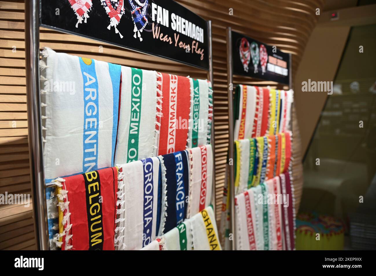 Doha, Qatar. 13th Nov, 2022. FIFA World Cup Qatar 2022 scarfs are ...