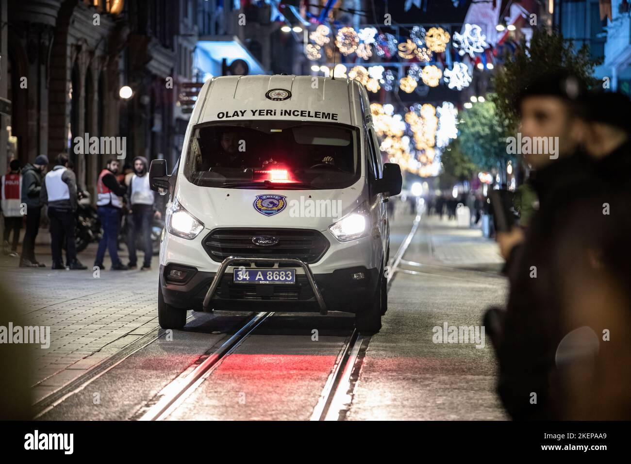 Istanbul, Turkey. 13th Nov, 2022. Crime Scene Investigation vehicle is ...